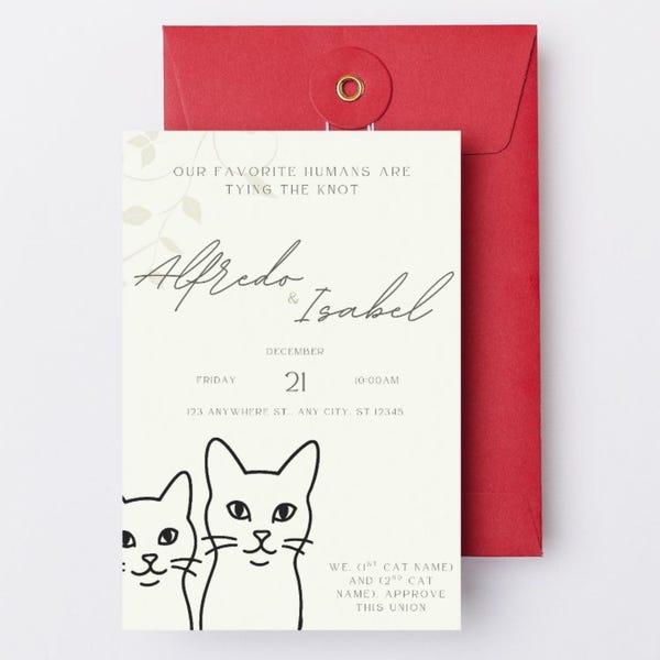 Cat Themed Wedding Invitations - Etsy