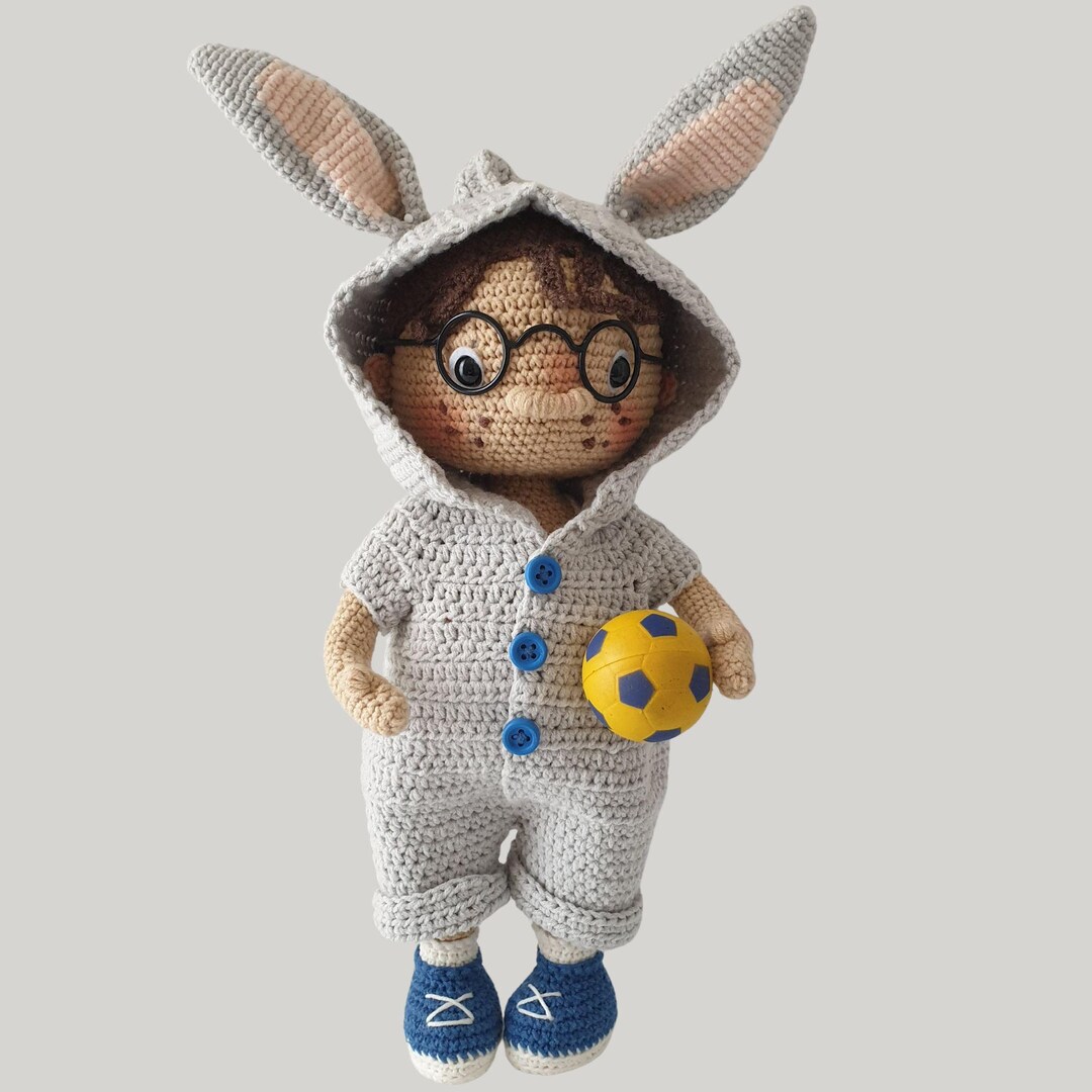 Benji the Boy With Bunny Hoodie – Handmade Crochet Amigurumi Doll -11 ...