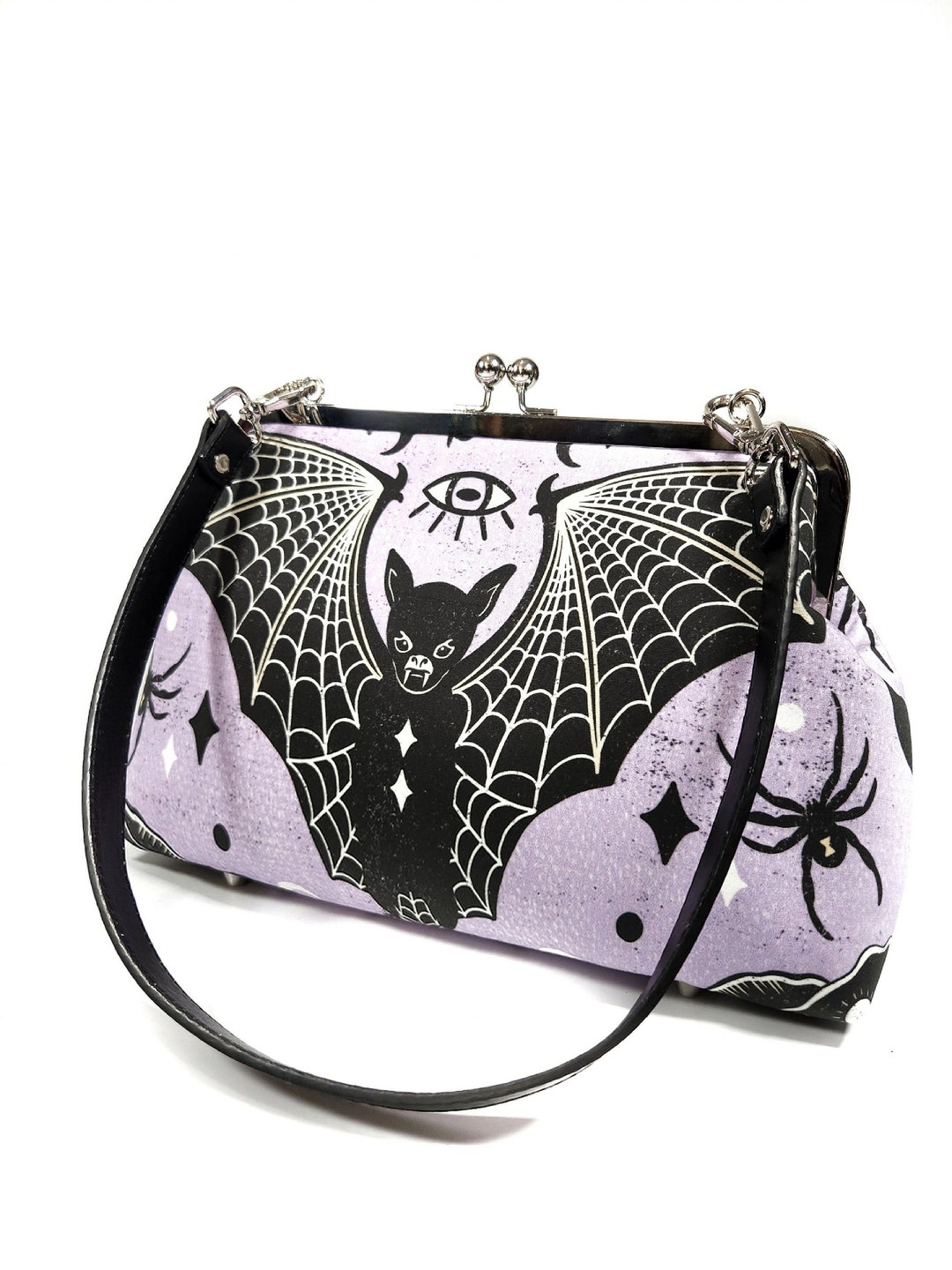 Gothic Shoulder Bag Bat & Spider Purple Kisslock Purse Retro - Etsy