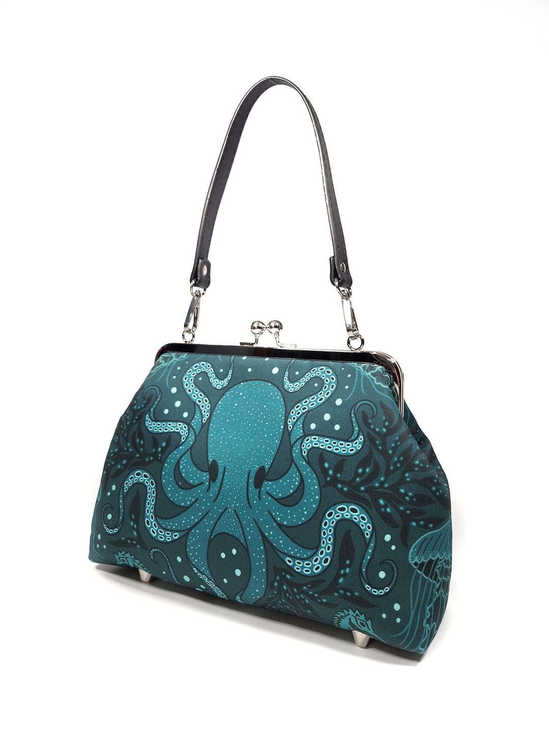 Octopus Purse, Damask Kisslock Purse, Shoulder Bag, Retro Crossbody Bag ...