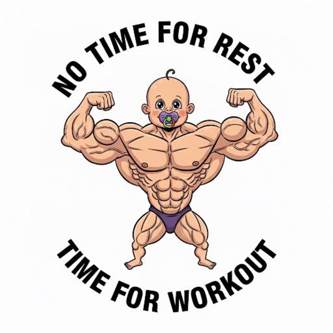 Bodybuilding Baby Clipart – Fitness Humor Digital Art, Workout PNG SVG ...