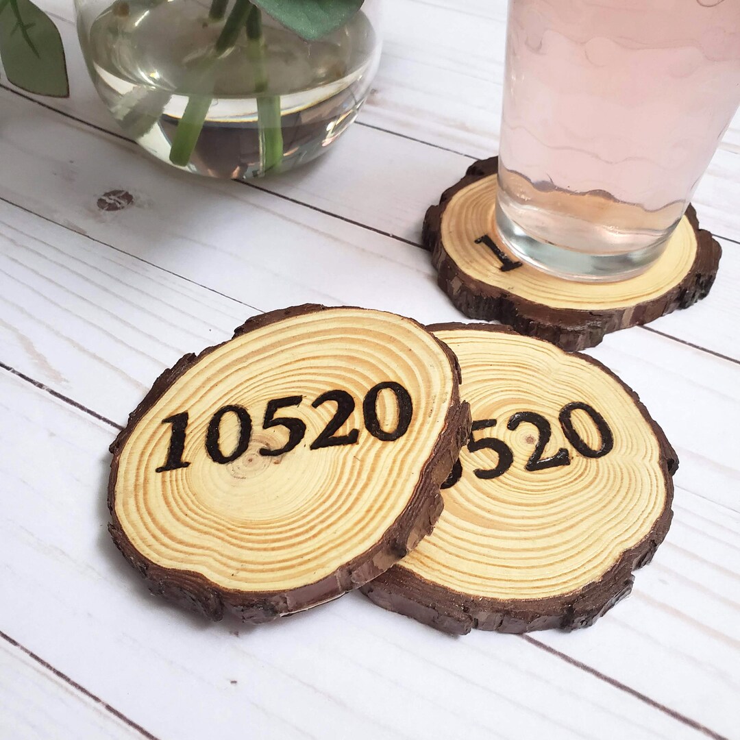 Custom Zip Code, Area Code Wood Coasters, Town City Decor, Community ...