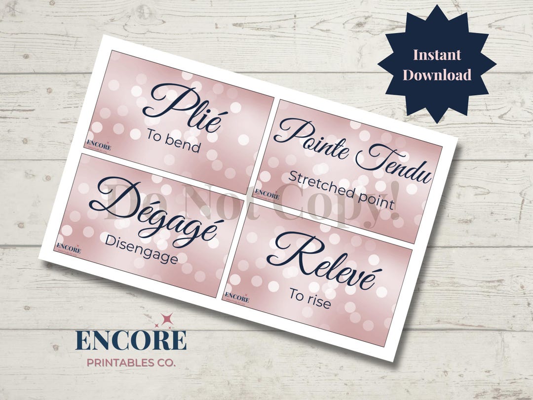 Ballet Flashcards: Printable Dance Vocabulary Study Cards (PDF Download ...