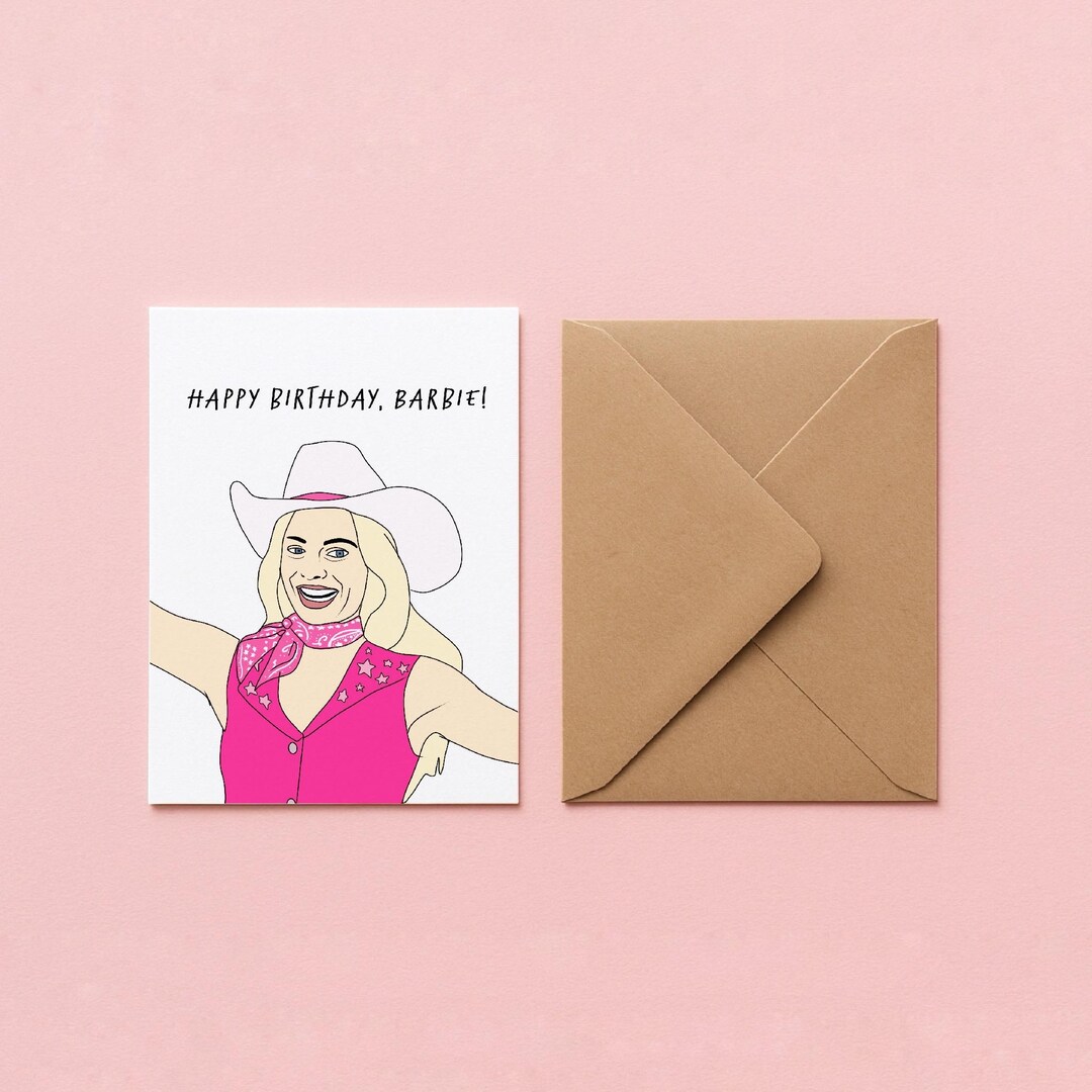 PRINTABLE GREETING CARD - Barbie Movie Digitally Hand Drawn Pop Culture ...
