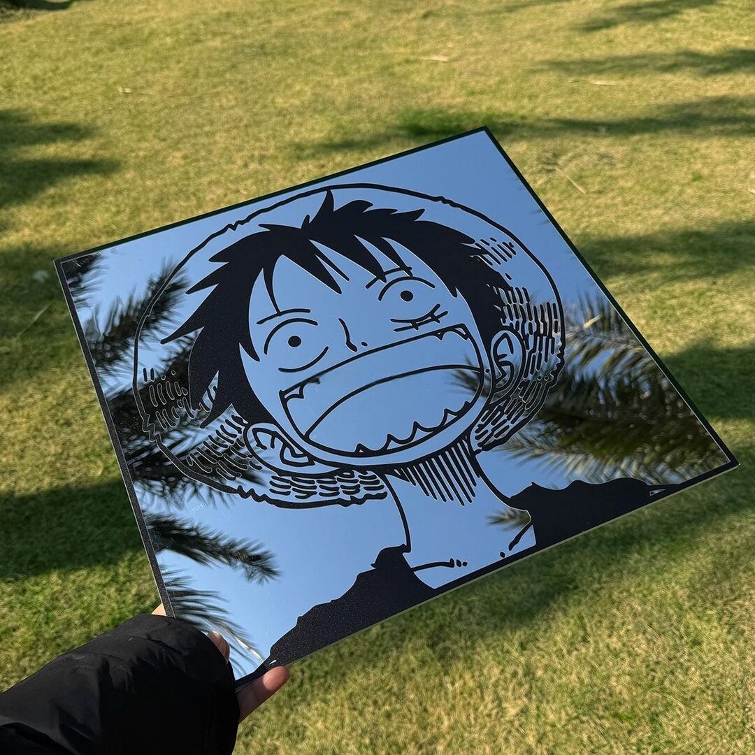 Anime Mirror: Luffy Manga Silhouette, Frameless Floating Wall Decor - Etsy