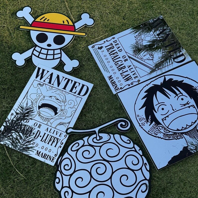 One Piece Wanted Monkey D. Luffy Poster Mirror - Anime Room Decor - Etsy