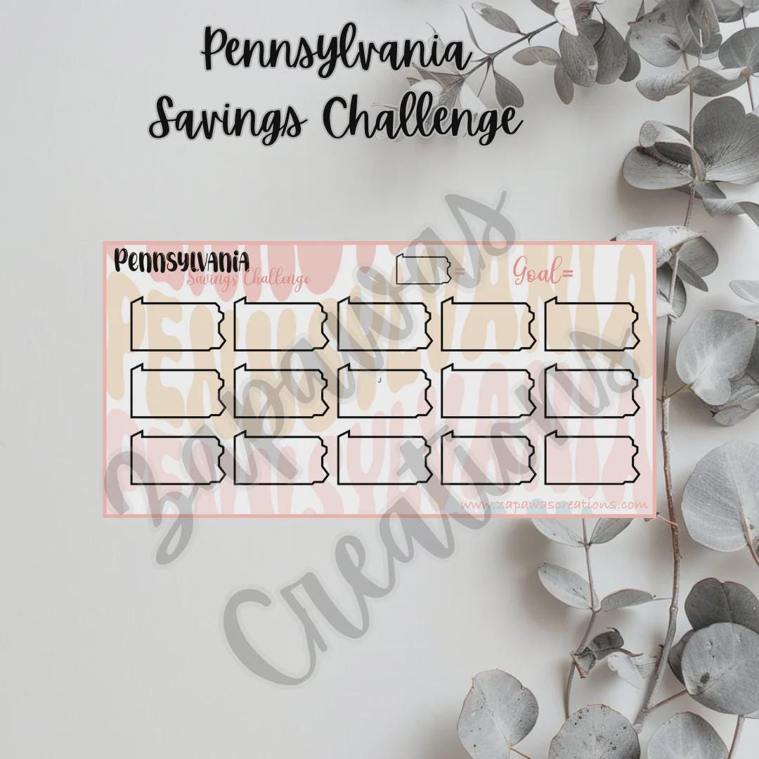 Pennsylvania Savings Challenge | Digital Download | Cash Budgeting ...