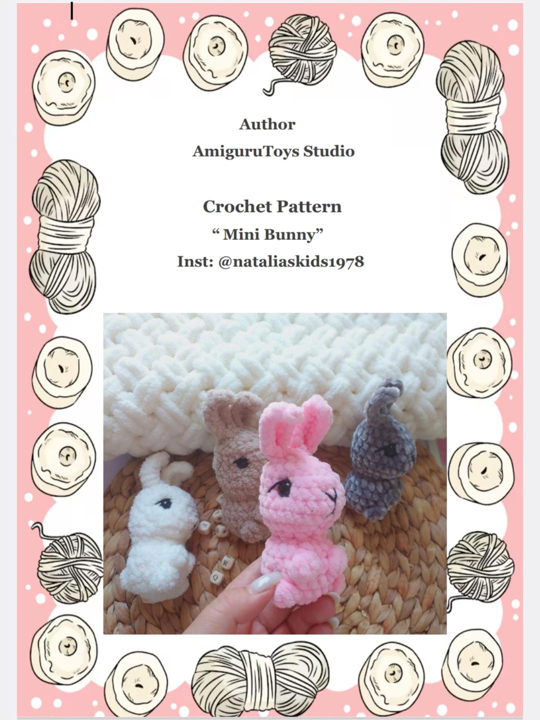 Crochet Pattern Small Bunny / Amigurumi Toy Tutorial / Bunny Pattern ...