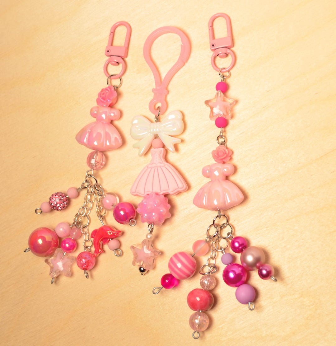 Girly Pink Keychains, Feminine Coquette Aesthetic Bead Soup Gift - Etsy