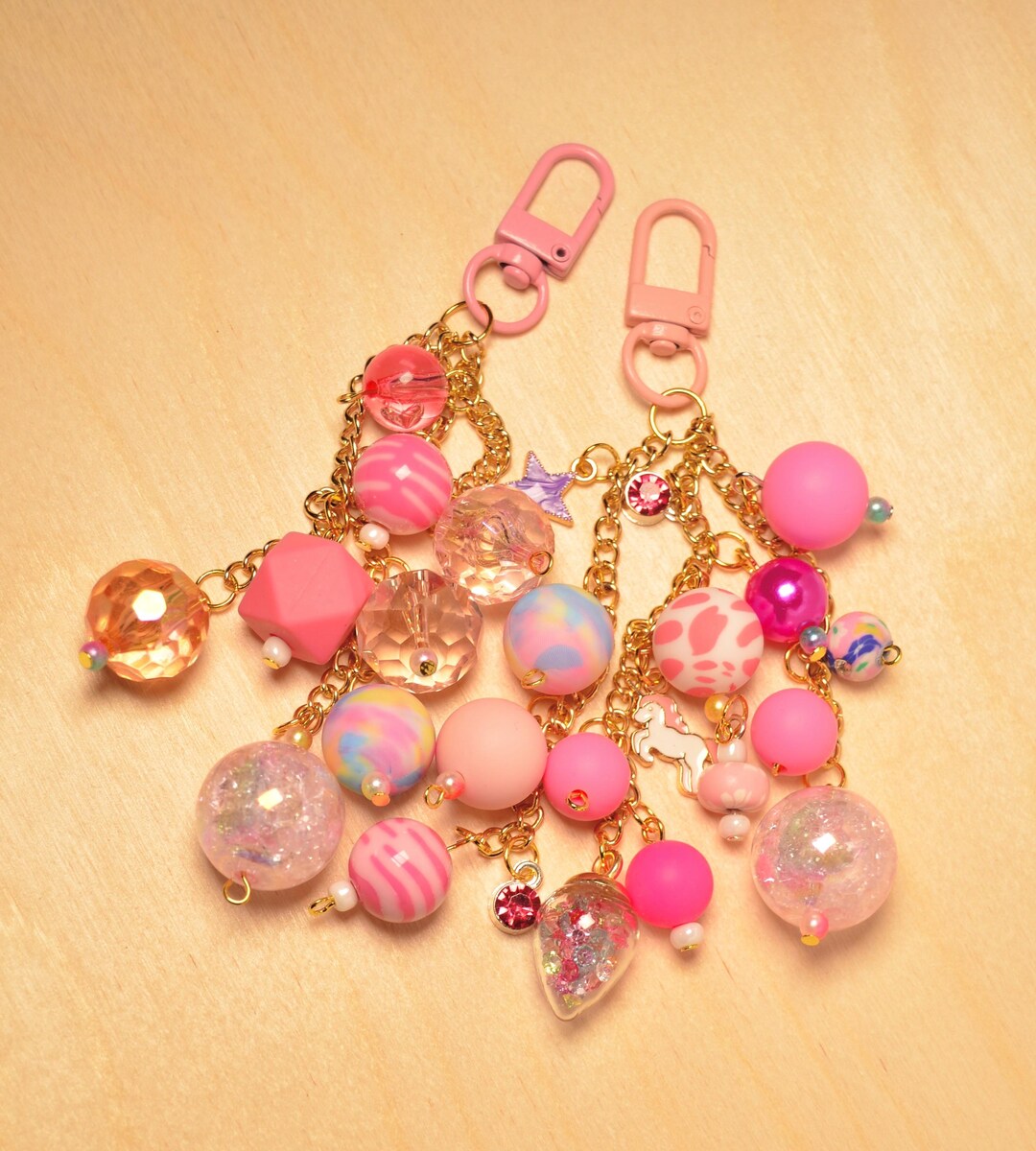 Girly Pink Chunky Keychains, Maximalist Aesthetic, Vibrant Colorful ...
