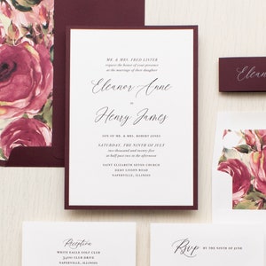 Burgundy Script - Wedding Invitation - Sample - Etsy