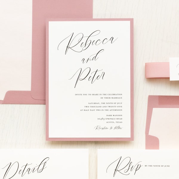 Mauve Wedding Invitation - Etsy