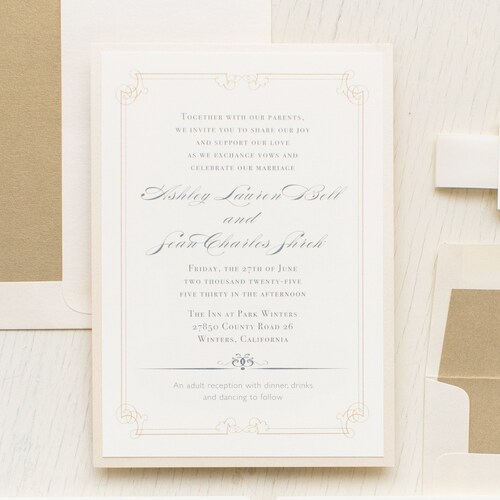 Champagne Pink and Ivory Wedding Invitation Suite Sample - Etsy