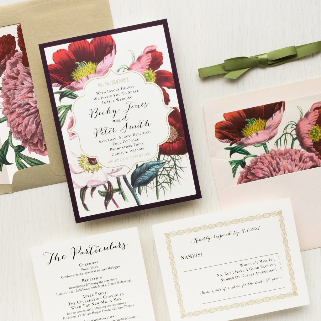 Floral Boho Wedding Invitation Sample | Etsy