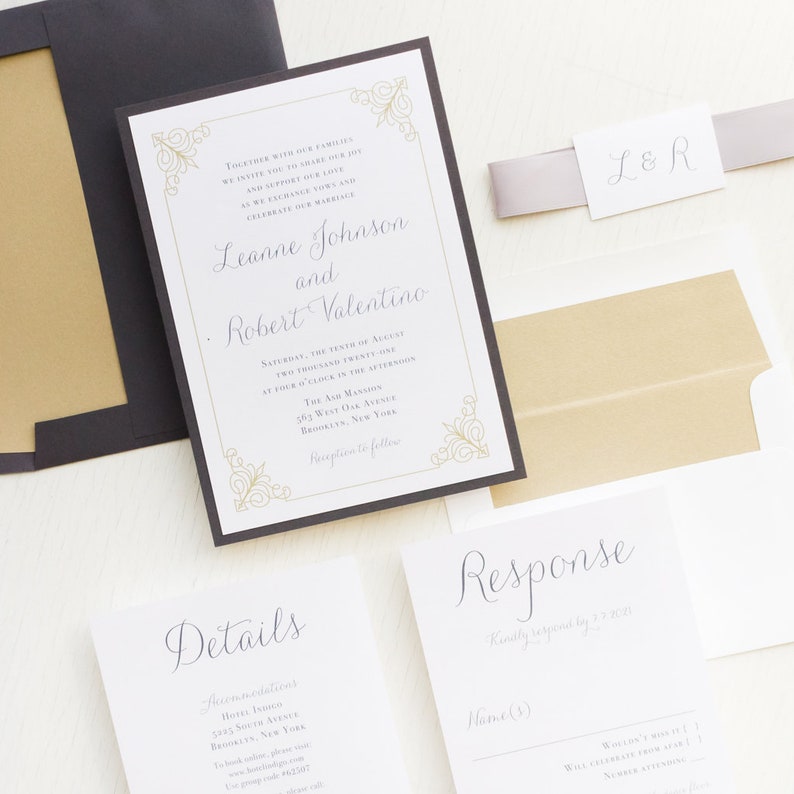 Classic Script Wedding Invitation Sample - Etsy