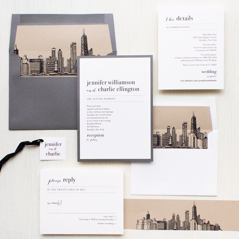 City Skyline Chicago - Wedding Invitation - Sample - Etsy