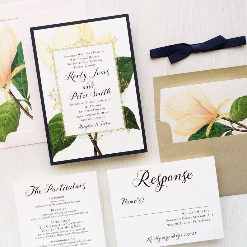 Sweet Magnolia Wedding Invitation Sample - Etsy
