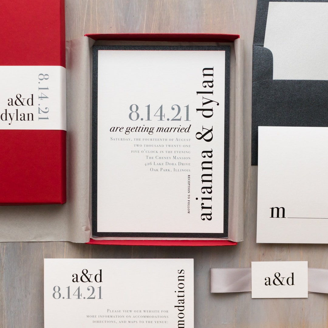 Simple Modern Box Wedding Invitation Urban Elegance Sample - Etsy
