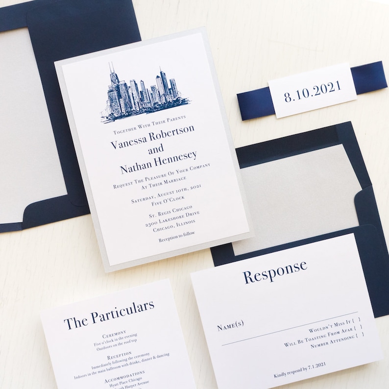 Chicago Chic Wedding Invitation Sample | Etsy