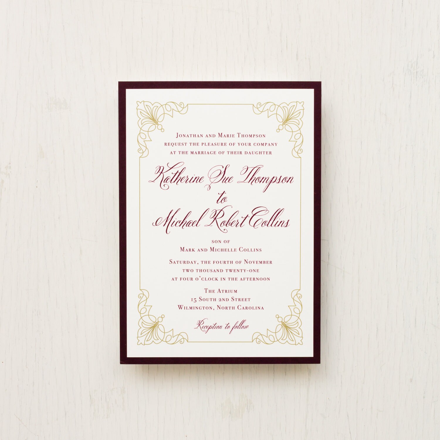 Classic Burgundy - Wedding Invitation - Sample - Etsy