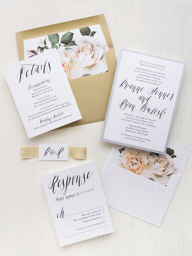 Modern Calligraphy Wedding Invitation Sample | Etsy