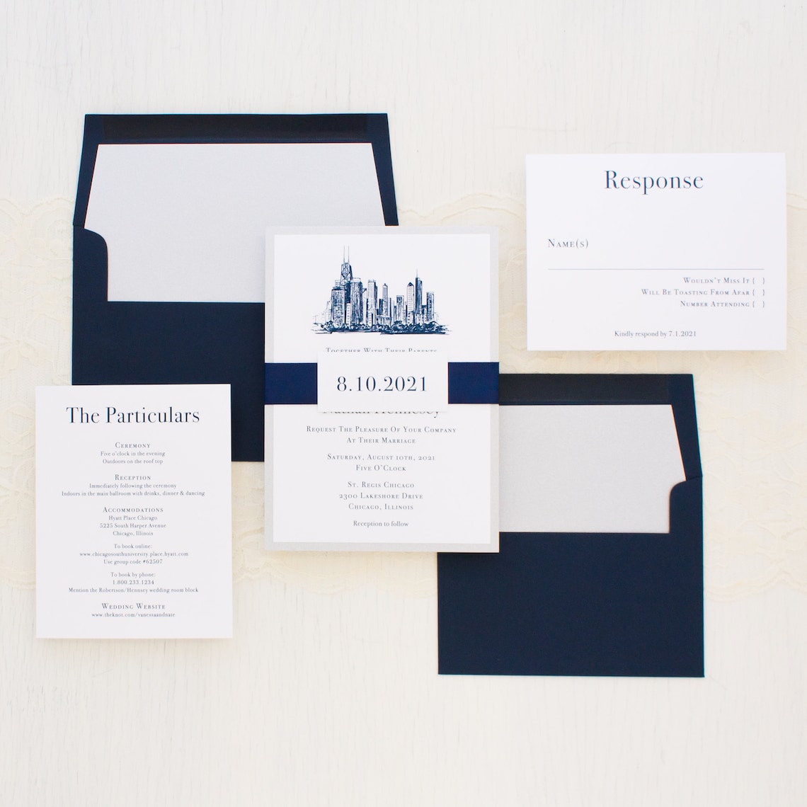 Chicago Chic Wedding Invitation Sample | Etsy