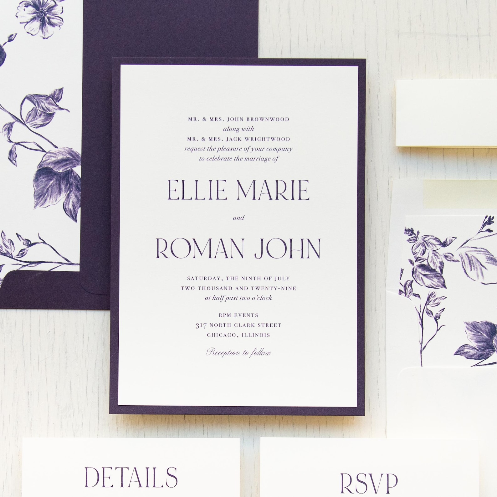 Fields of Plum - Wedding Invitation - Sample - Etsy
