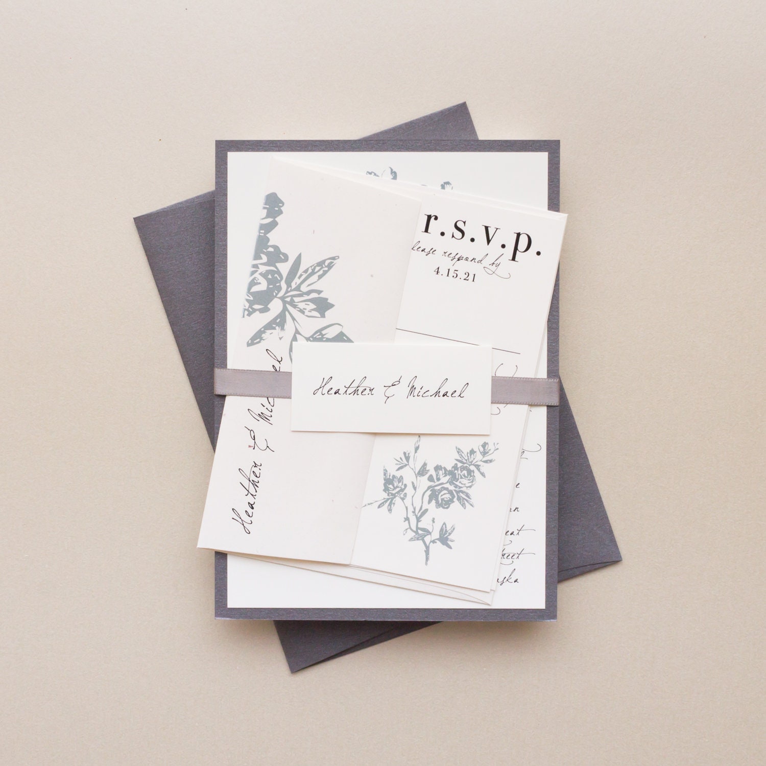All White Wedding Invitation Sample | Etsy
