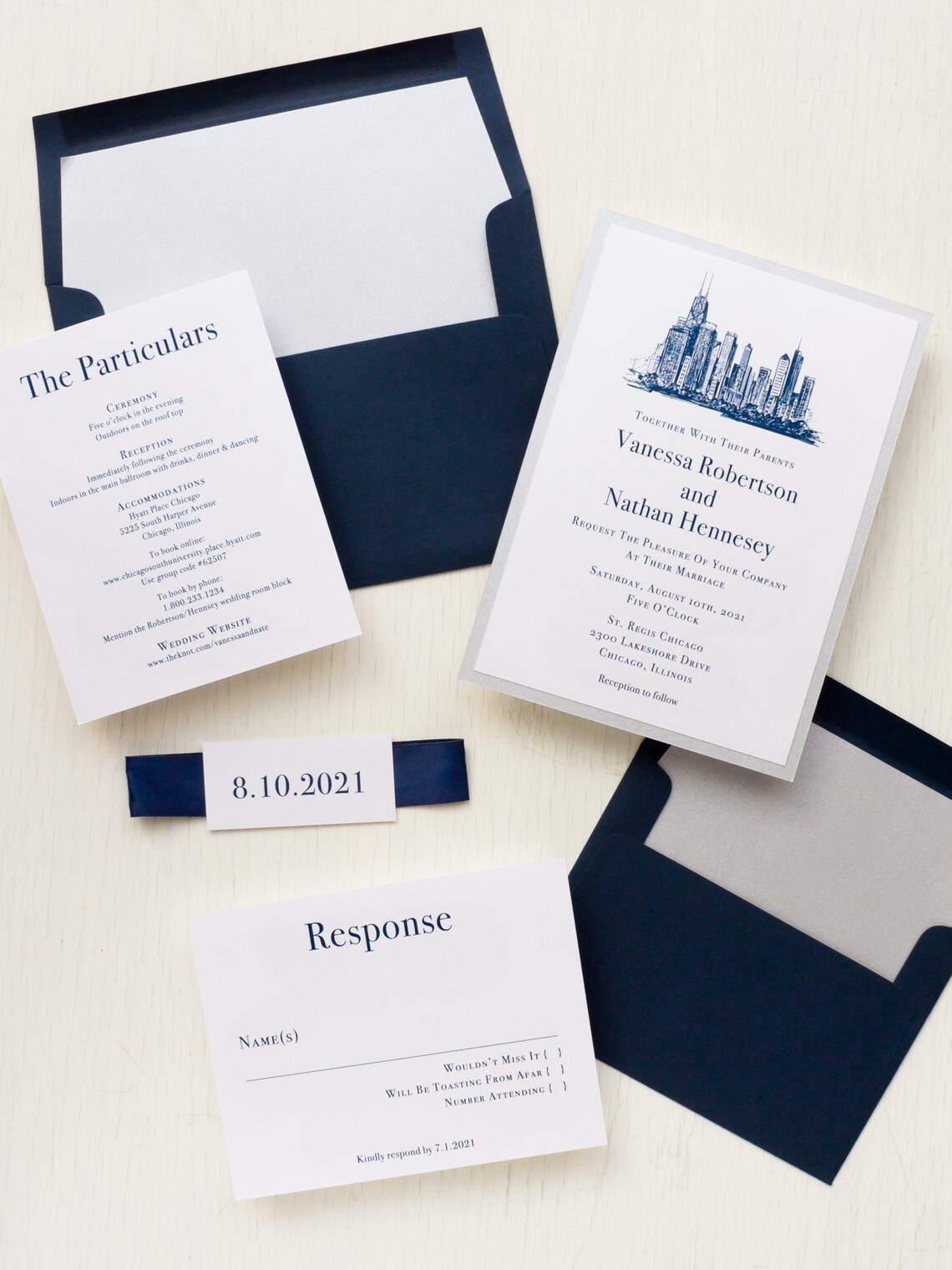 Chicago Chic Wedding Invitation Sample | Etsy