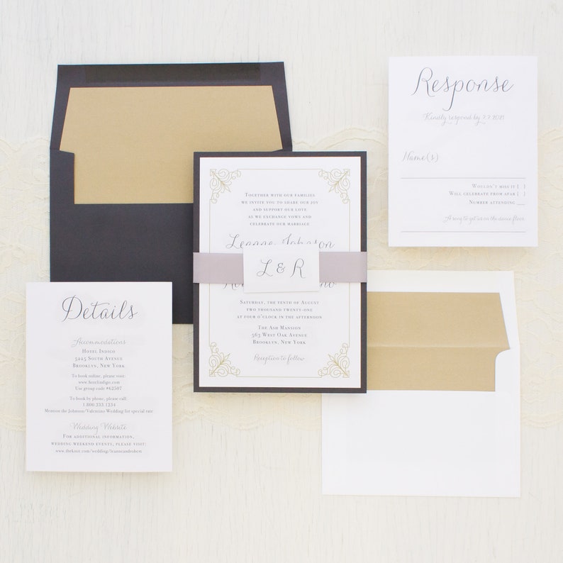 Classic Script Wedding Invitation Sample - Etsy