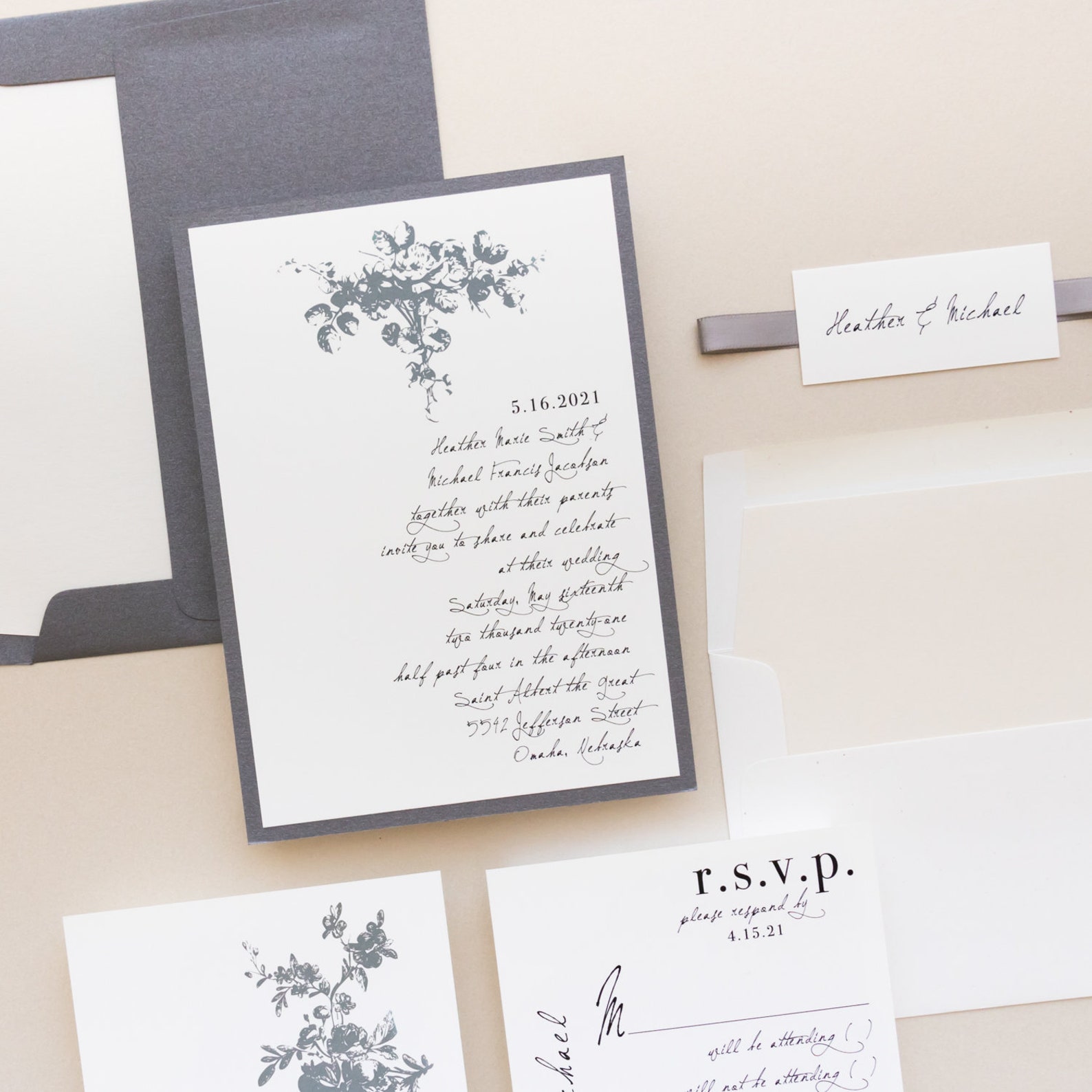 All White Wedding Invitation Sample | Etsy
