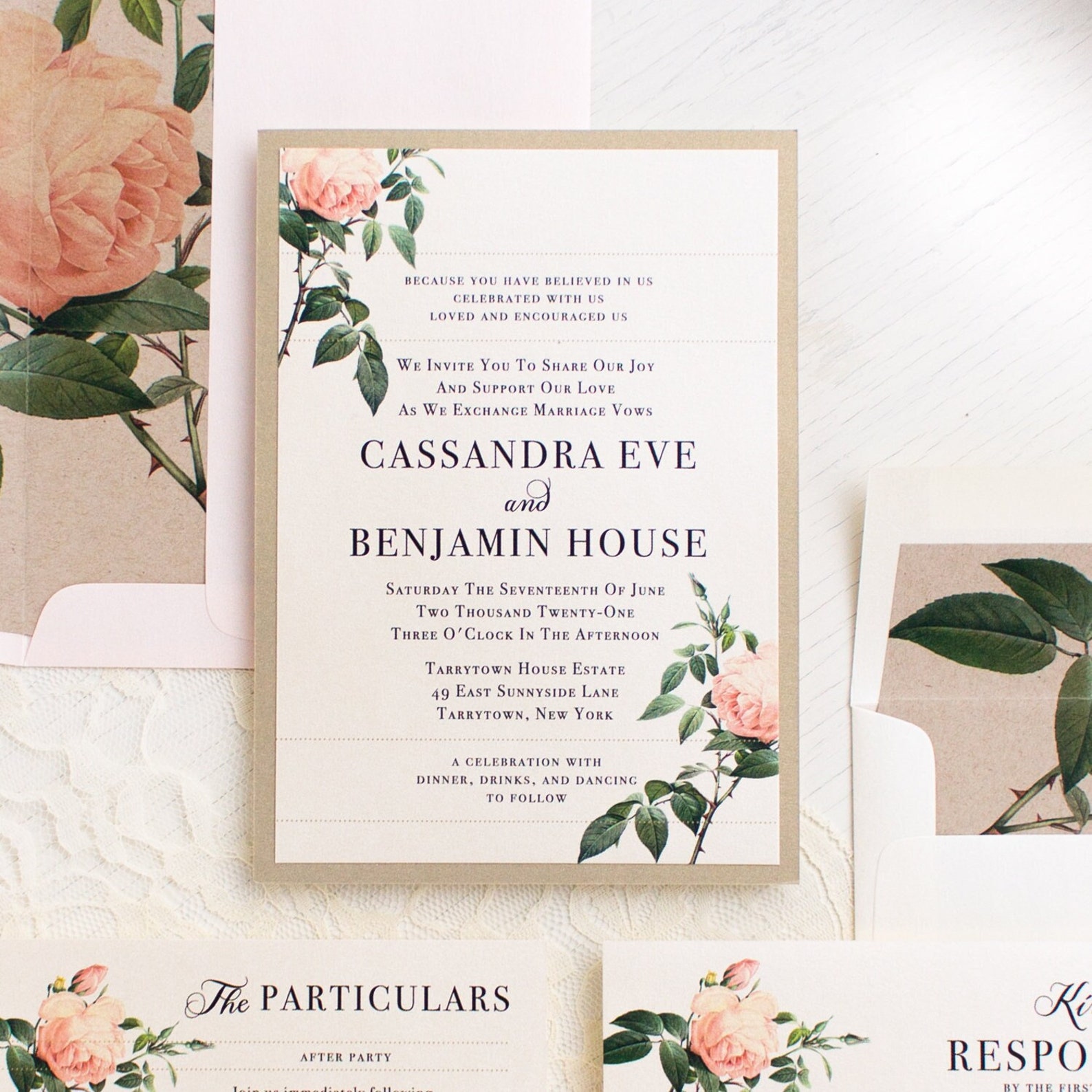 Ivory & Blush Floral - Wedding Invitation - Sample - Etsy