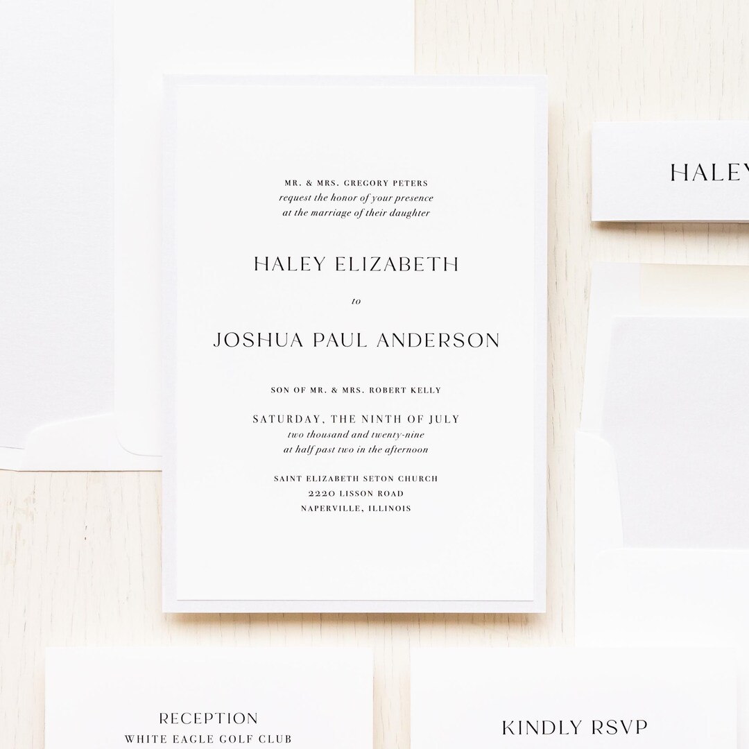 Timeless White - Wedding Invitation - Sample - Etsy
