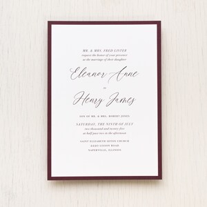 Burgundy Script - Wedding Invitation - Sample - Etsy