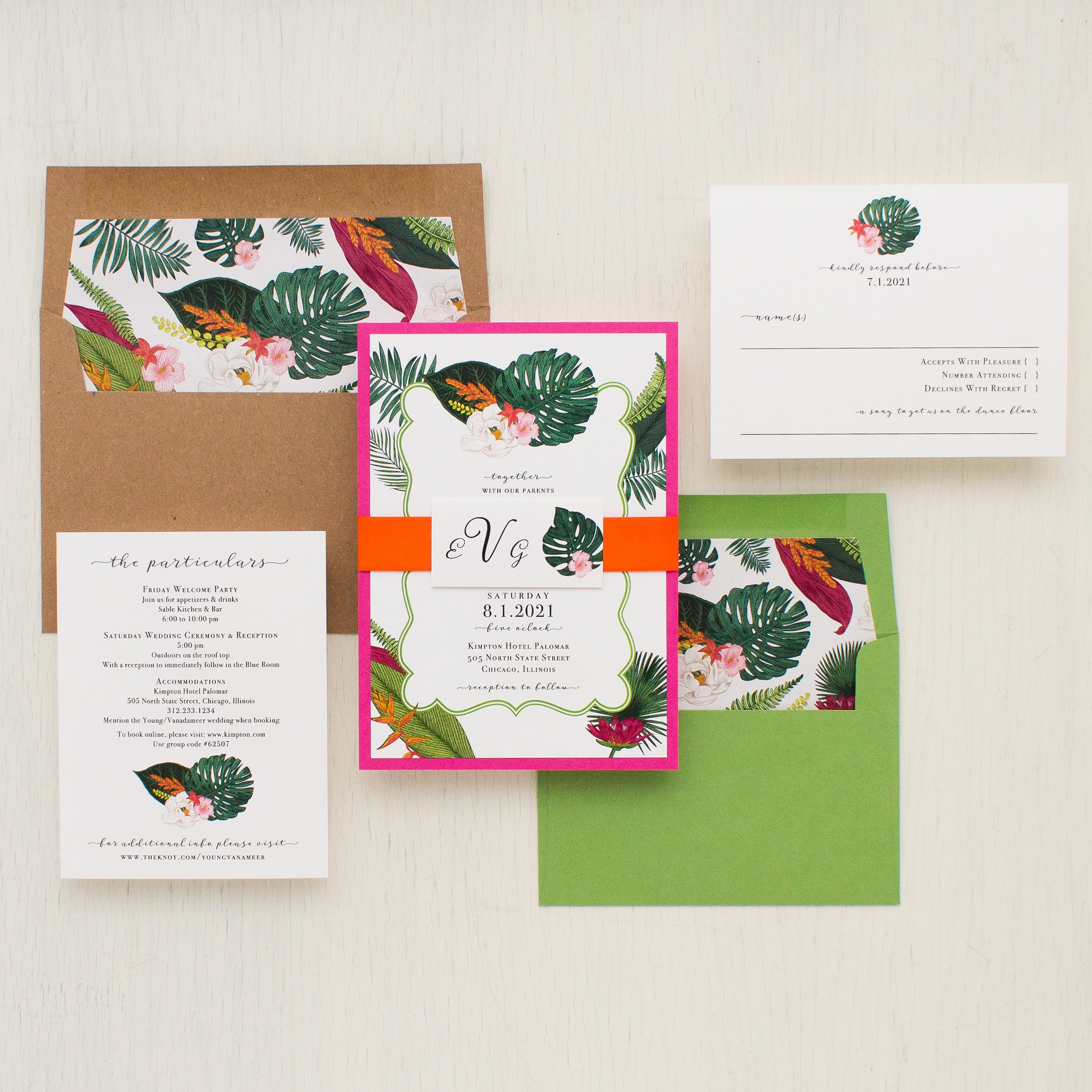 Palm Leaf - Wedding Invitation - Sample - Etsy