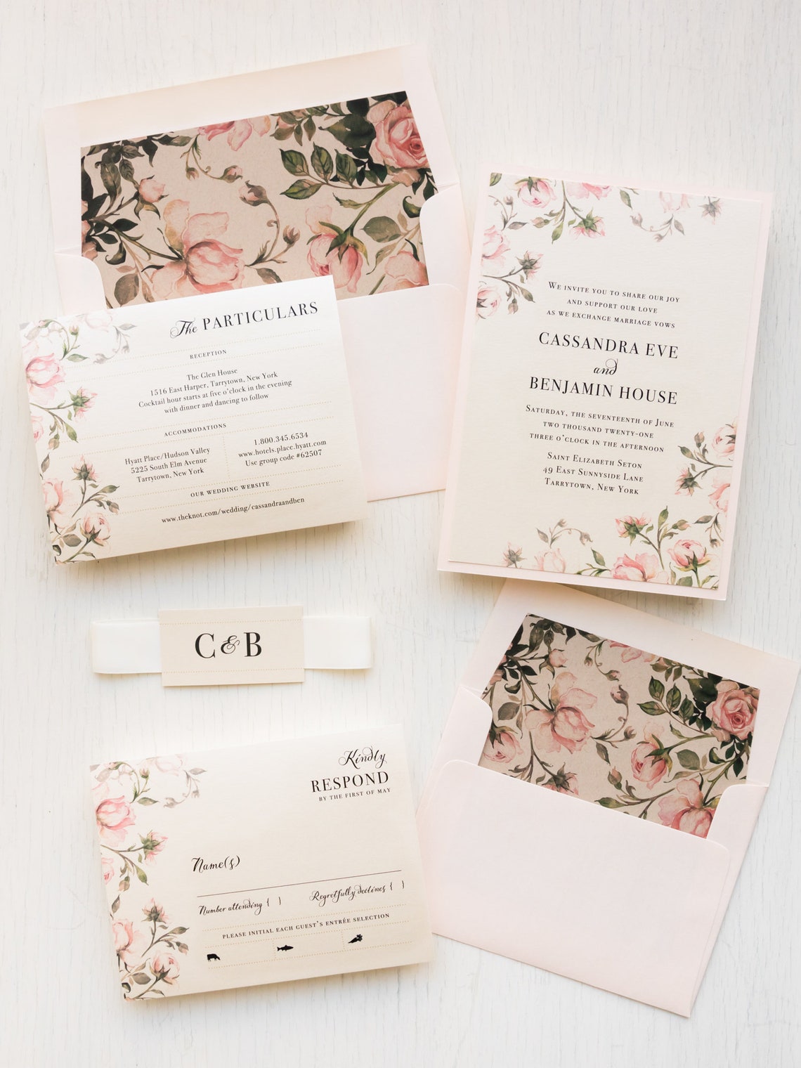 Garden Roses 2 Wedding Invitation Sample | Etsy