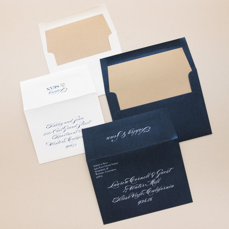 Elegant Navy Script Wedding Invitation Sample - Etsy