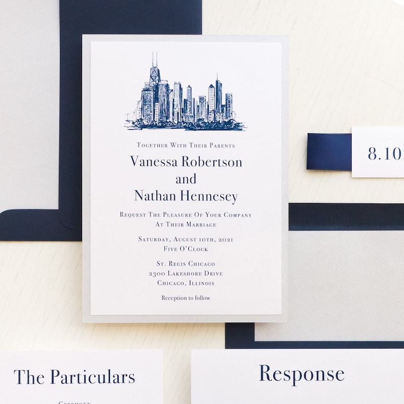 Chicago Chic Wedding Invitation Sample - Etsy