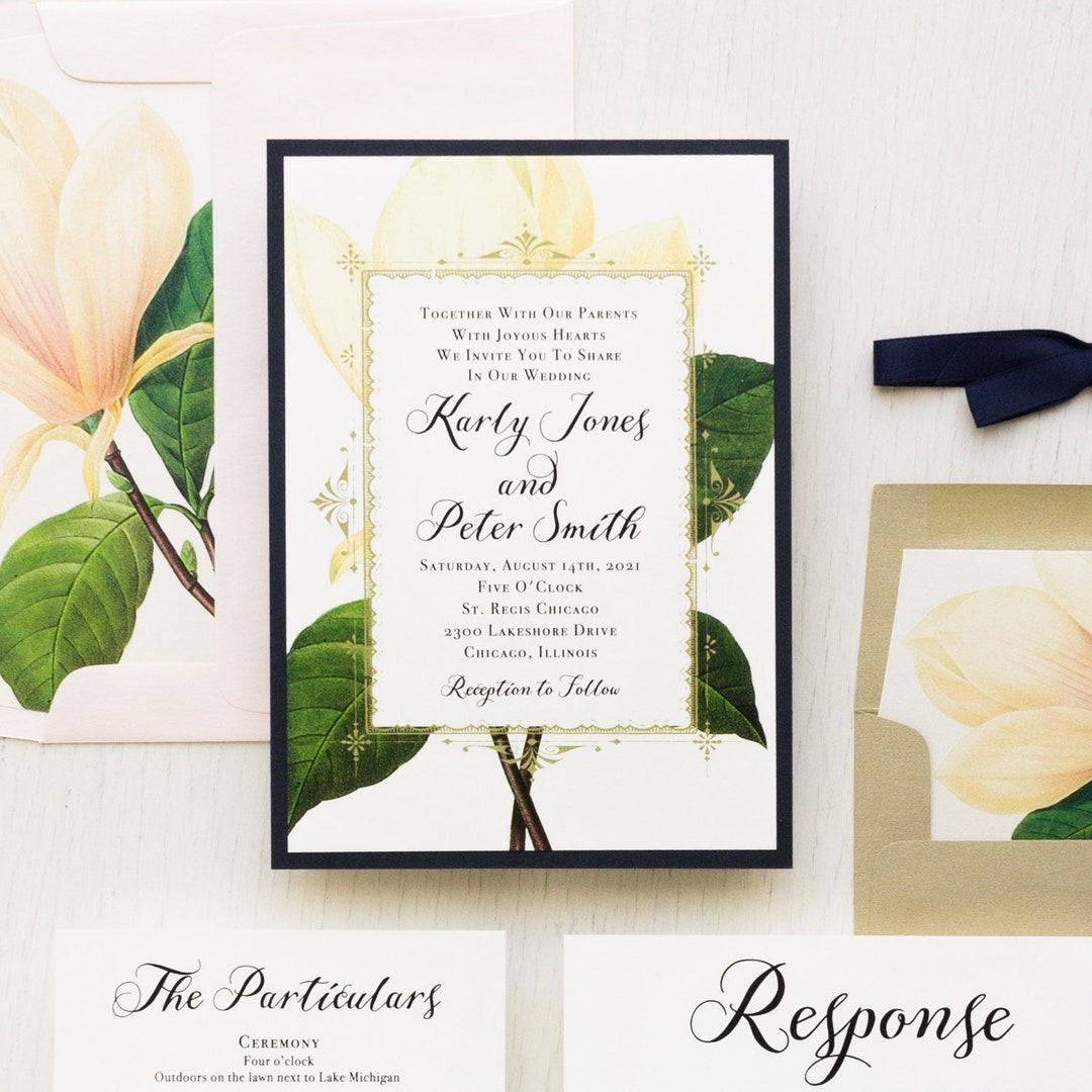 Sweet Magnolia Wedding Invitation Sample - Etsy