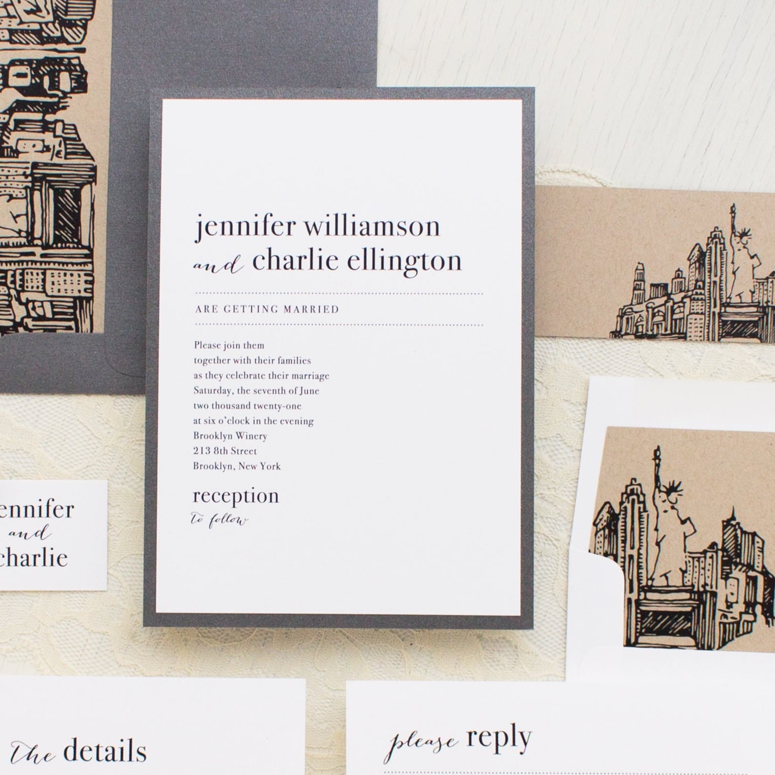 City Skyline Wedding Invitation Sample - Etsy