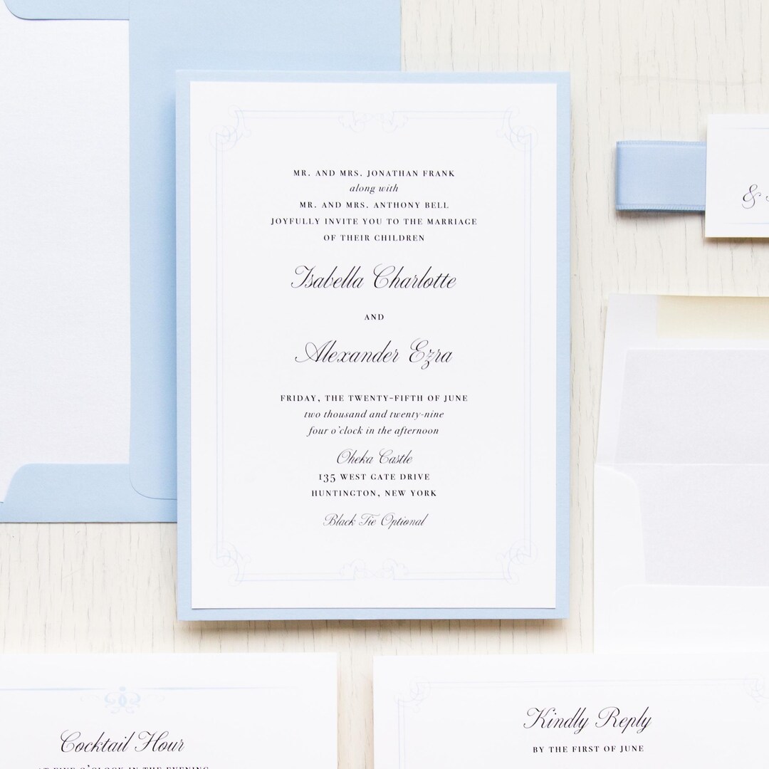 Elegant Blue Script - Wedding Invitation - Sample - Etsy