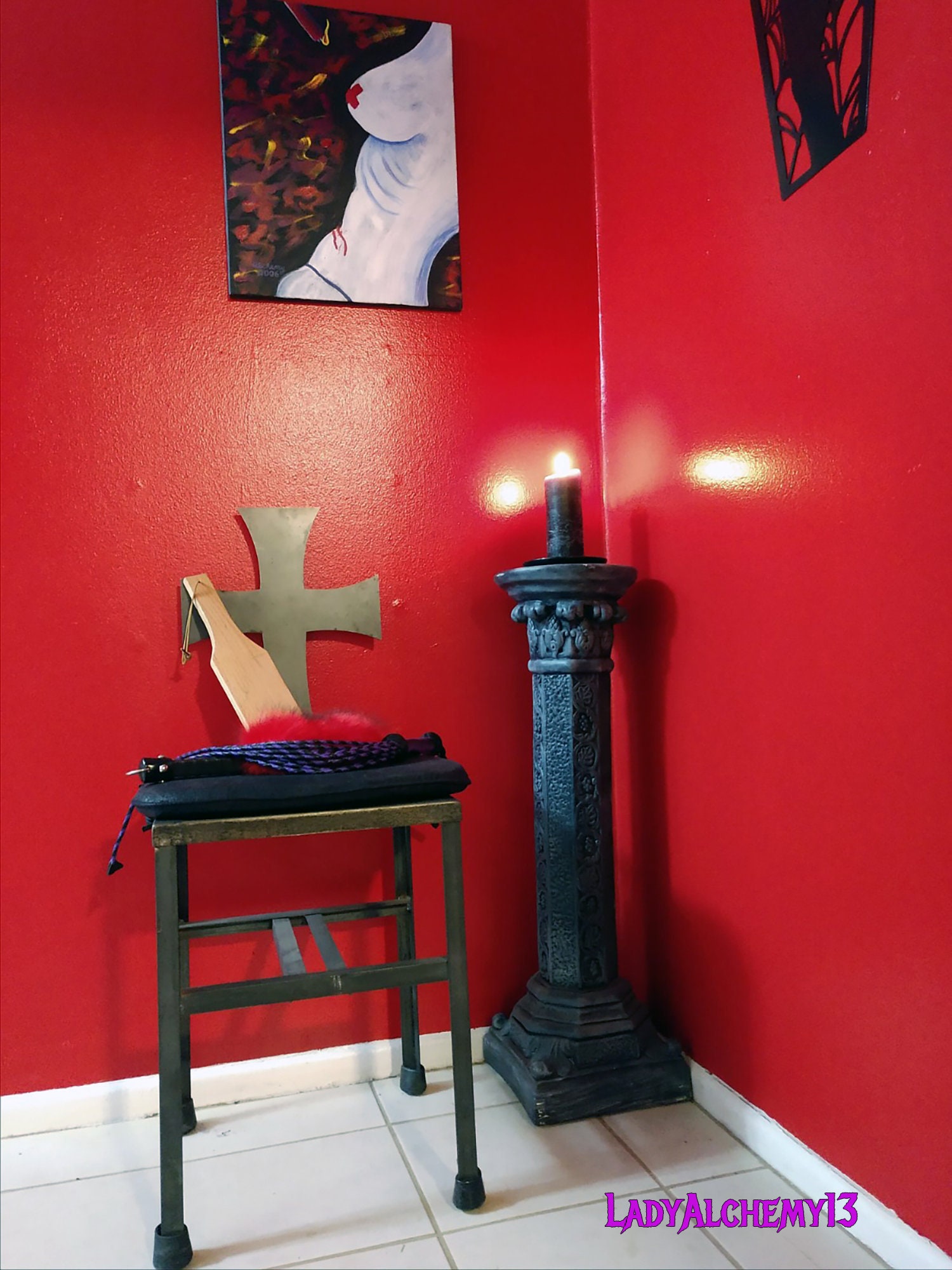 Fetish Wax Play Painting Wall Art BDSM Hot Flame Red Candle Nipple Tape ...