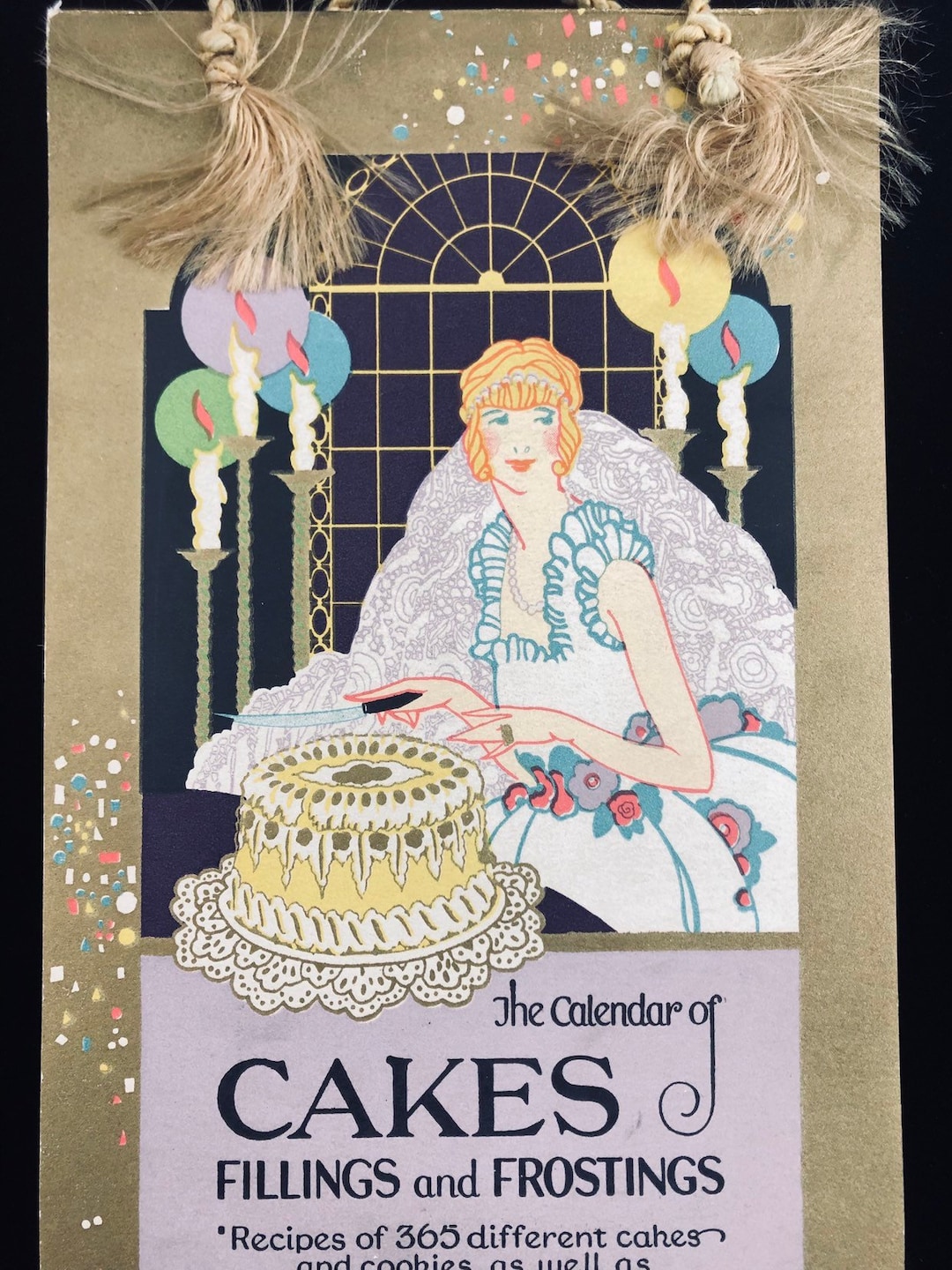 1920's Wall Calendar Art Deco Perpetual Recipes Cakes Fillings ...