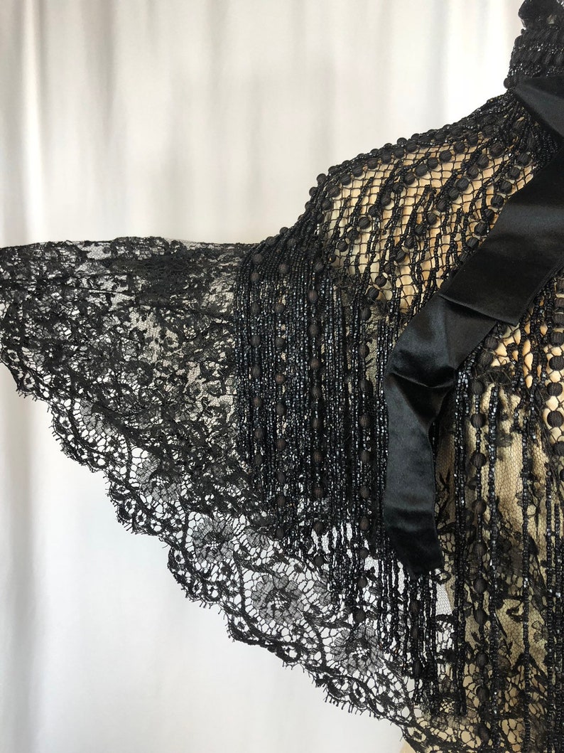 Cape Cloak FRENCH Antique Victorian Silk Beads Beaded Steampunk Coat ...