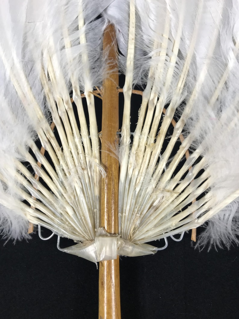 1920s Feather Hand Fan Art Deco Flapper Goose Feathers Hand Painted ...