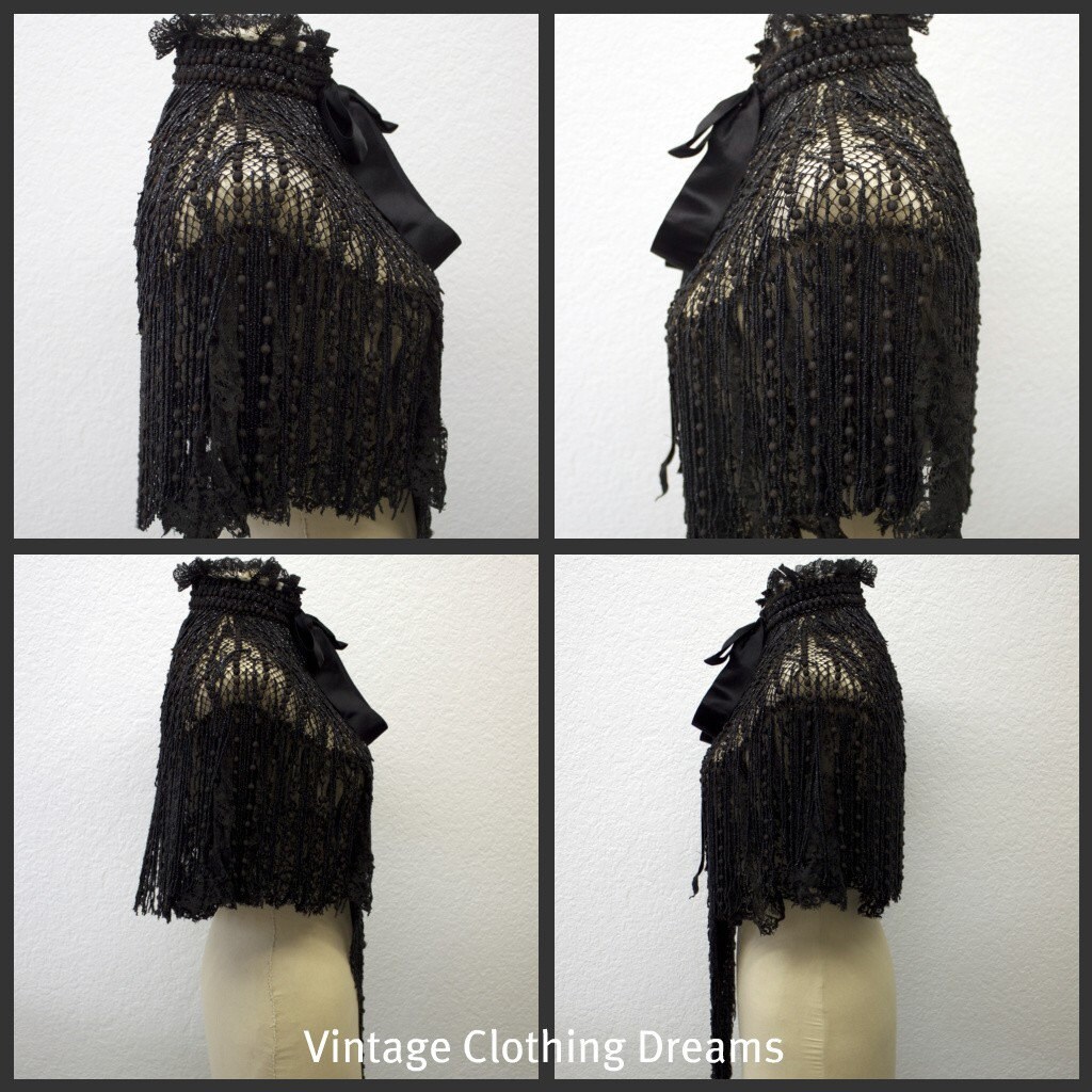 Cape Cloak FRENCH Antique Victorian Silk Beads Beaded | Etsy