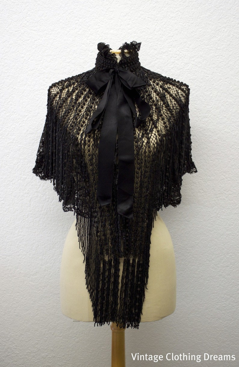 Cape Cloak FRENCH Antique Victorian Silk Beads Beaded Steampunk Coat ...