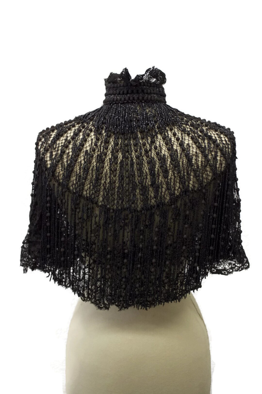 Cape Cloak FRENCH Antique Victorian Silk Beads Beaded Steampunk Coat ...