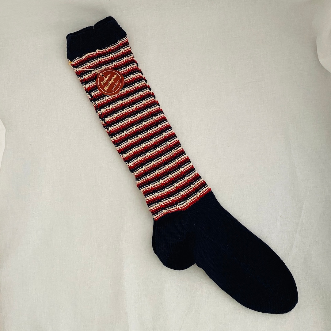 NOS 1940’s Socks Patriotic Knit Red White Blue Striped Stripes Men ...