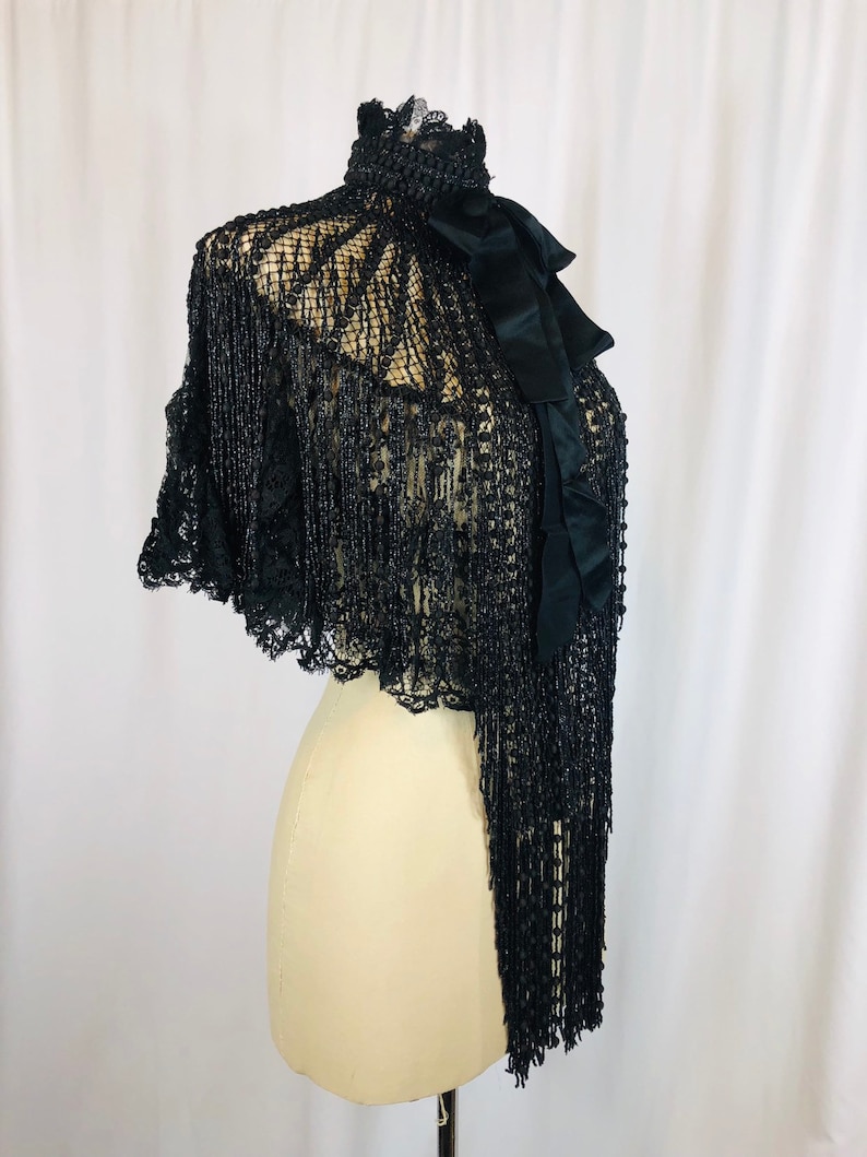 Cape Cloak FRENCH Antique Victorian Silk Beads Beaded Steampunk Coat ...